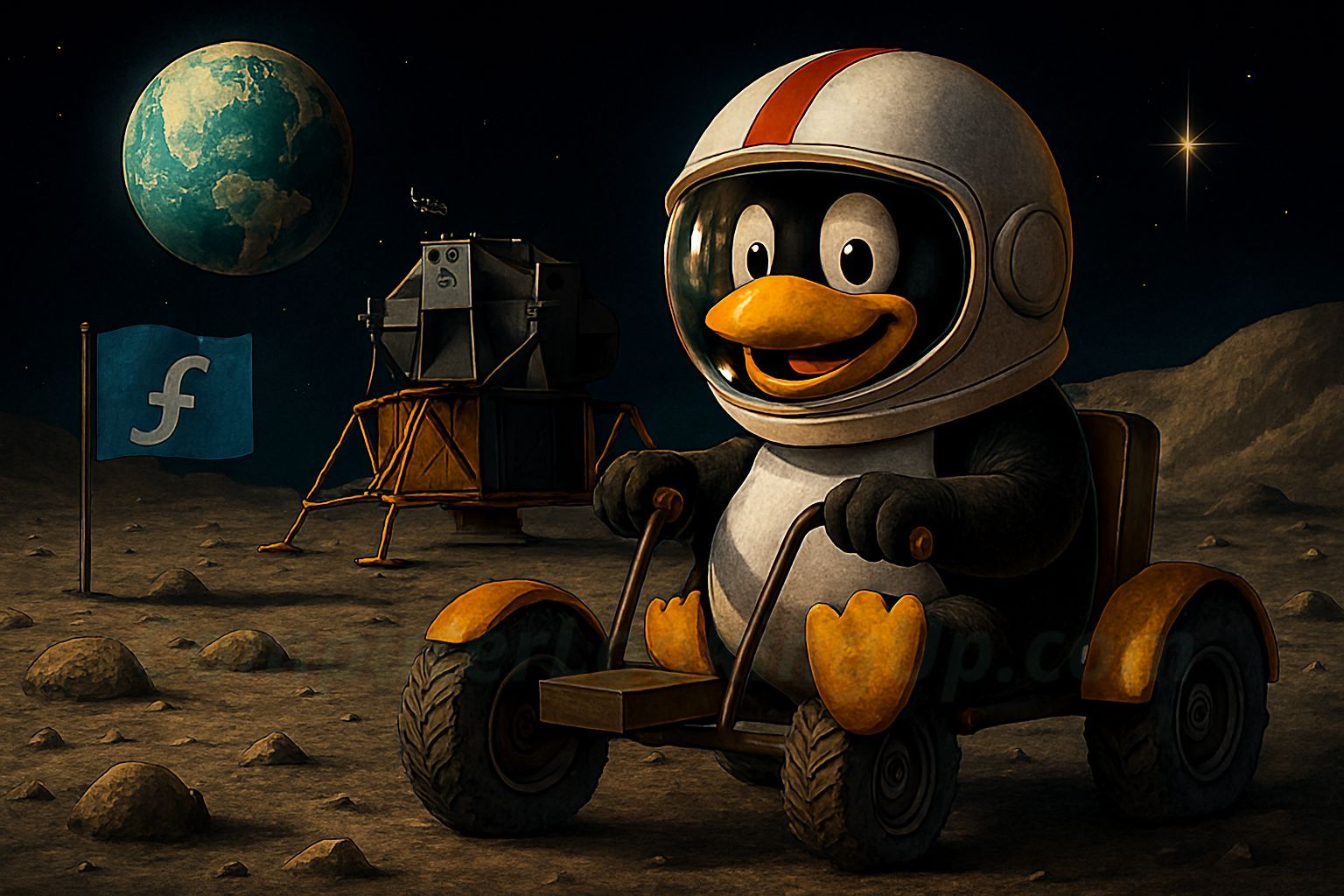 My Linux Wallpapers, Set 1: Space - Computer Looking Up